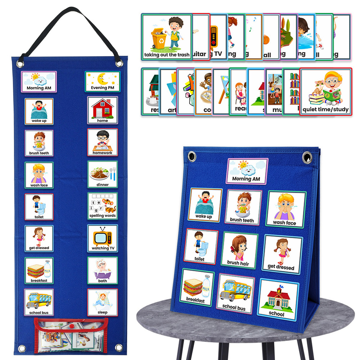 Children’s Visual Schedule Board Daily Routine Organizer Set | Office Goods